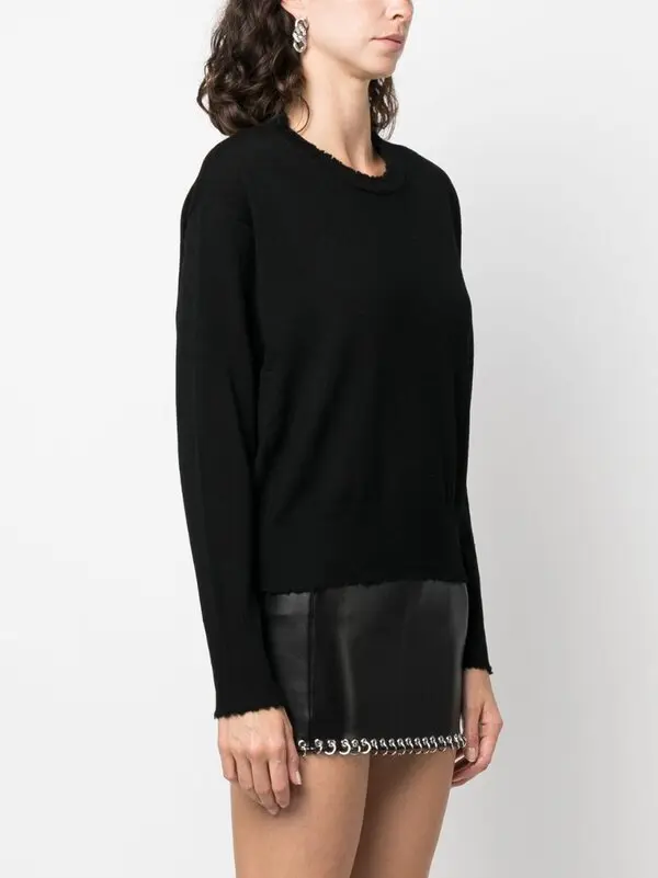 Patrizia Pepe Distressed-finish Wool Jumper - Black