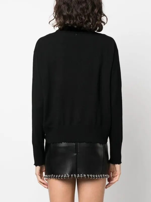 Patrizia Pepe Distressed-finish Wool Jumper - Black