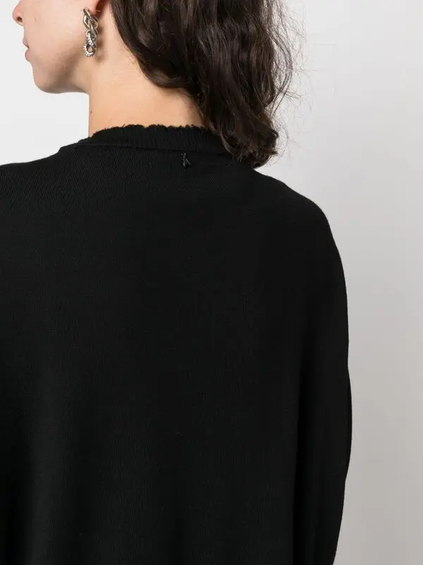 Patrizia Pepe Distressed-finish Wool Jumper - Black