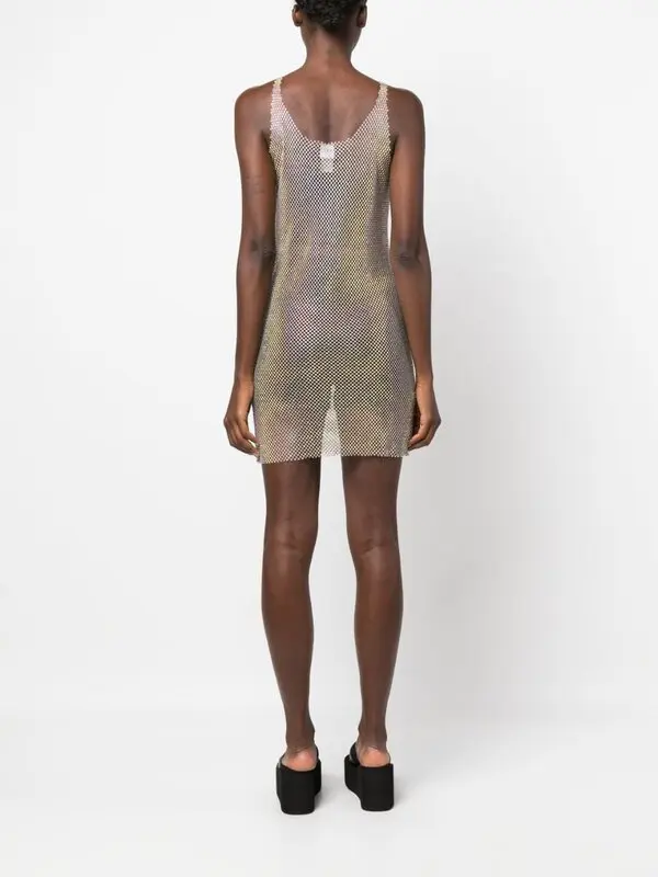 SANTA BRANDS Crystal-embellished Chainmail Mini Dress - Neutrals