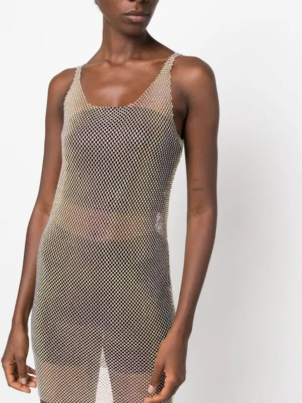 SANTA BRANDS Crystal-embellished Chainmail Mini Dress - Neutrals