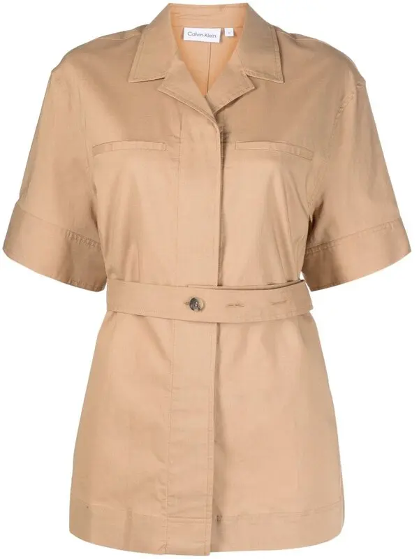 Calvin Klein Notched-collar Belted Shirt