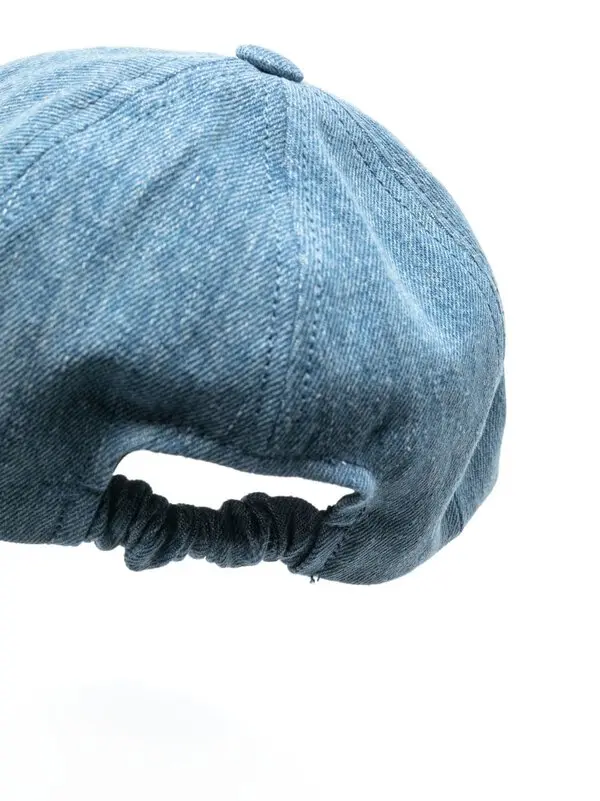 PATOU Embroidered-logo Denim Cap - Blue