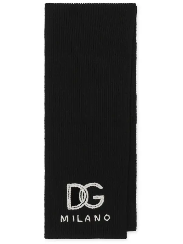 Dolce & Gabbana Logo-embroidered Cashmere Scarf - Black