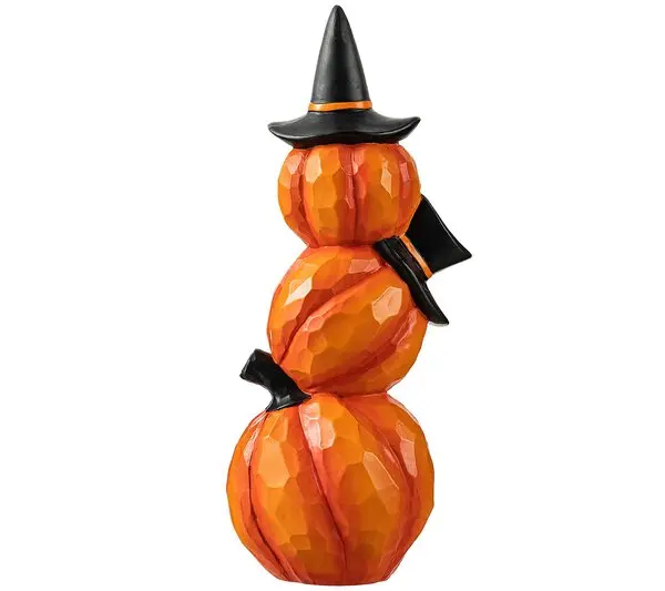 GLITZHOME 14.25h Halloween Lighted Pumpkin Table Decor