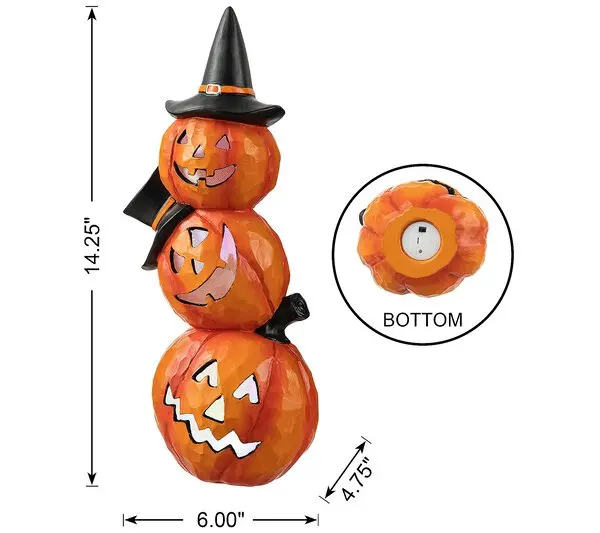 GLITZHOME 14.25h Halloween Lighted Pumpkin Table Decor