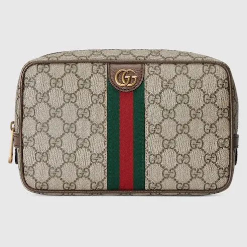 Gucci Savoy Toiletry Case With Web - Beige And Ebony Supreme