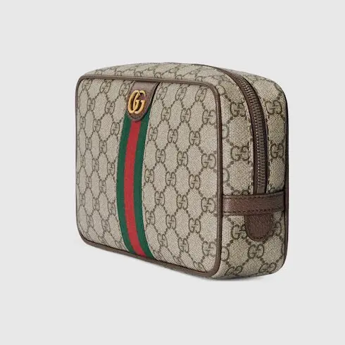 Gucci Savoy Toiletry Case With Web - Beige And Ebony Supreme