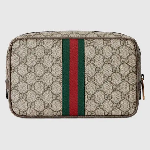 Gucci Savoy Toiletry Case With Web - Beige And Ebony Supreme
