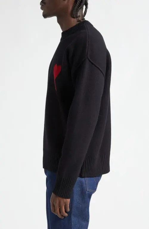 Ami De Coeur Monogram Crewneck Sweater - 009 Noir/rouge