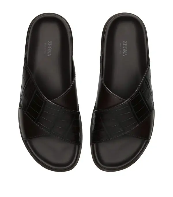 Zegna Crocodile Leather Panarea Slides