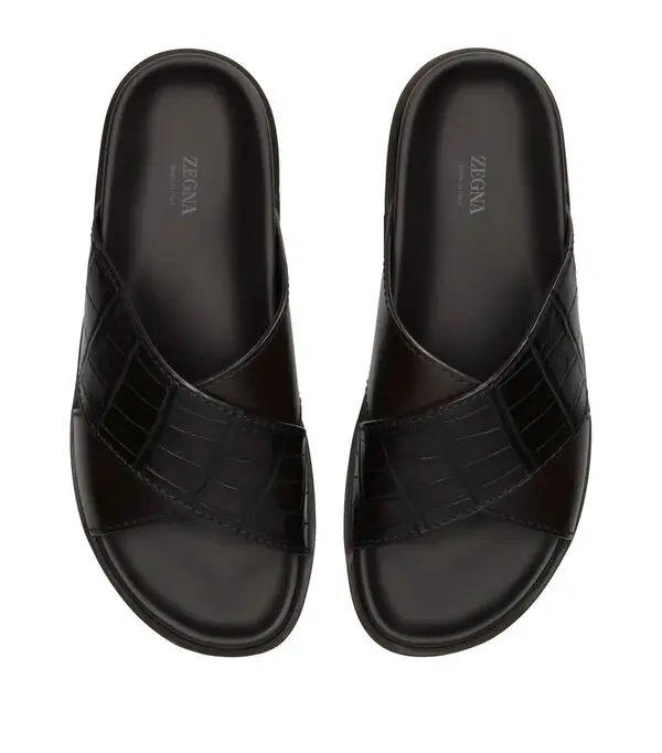 Zegna Crocodile Leather Panarea Slides