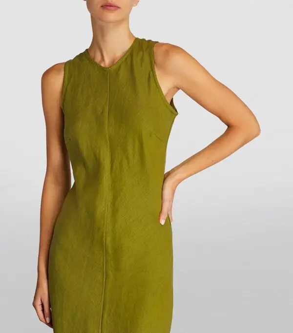 Faithfull The Brand Linen Valenza Dress In Green - 60% Off | Editorialist
