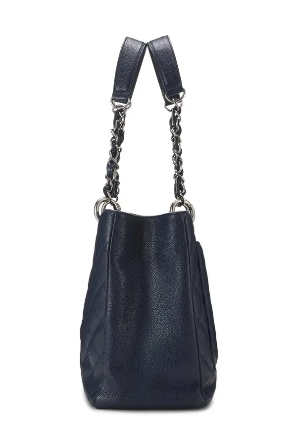 Chanel Quilted Caviar Grand Shopping Tote - Navy