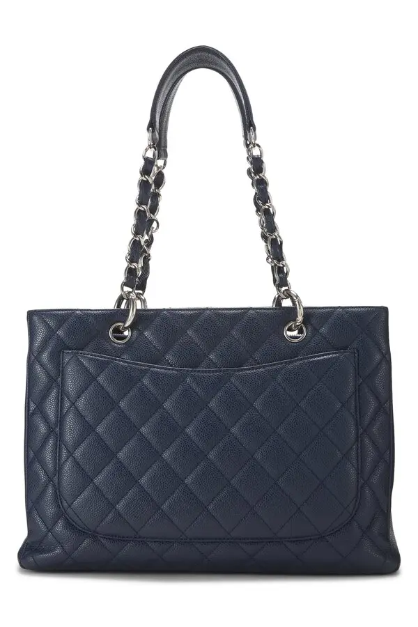 Chanel Quilted Caviar Grand Shopping Tote - Navy