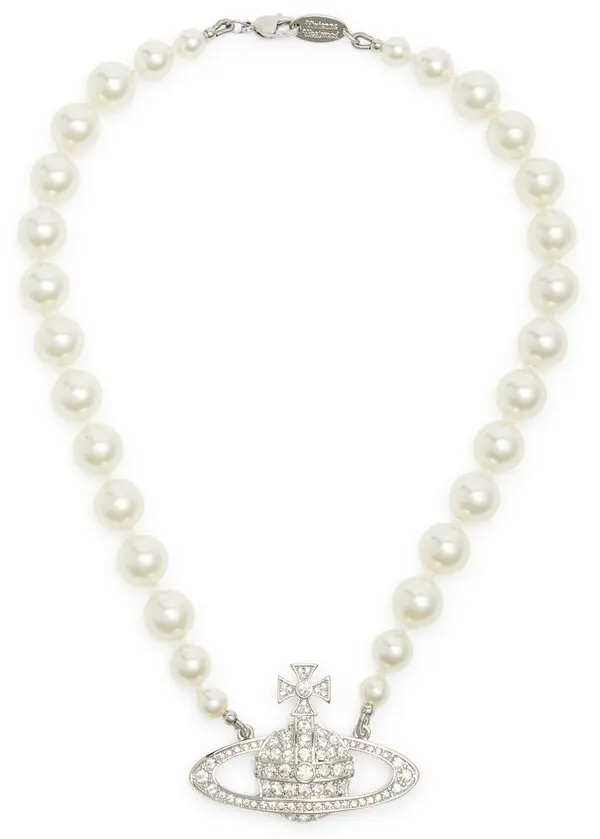 VIVIENNE WESTWOOD Bas Relief Orb Pearl Choker - Silver/white
