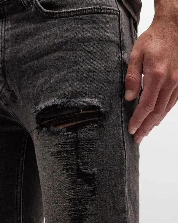 Ksubi Van Winkle Angst Trashed Skinny Jeans - Black