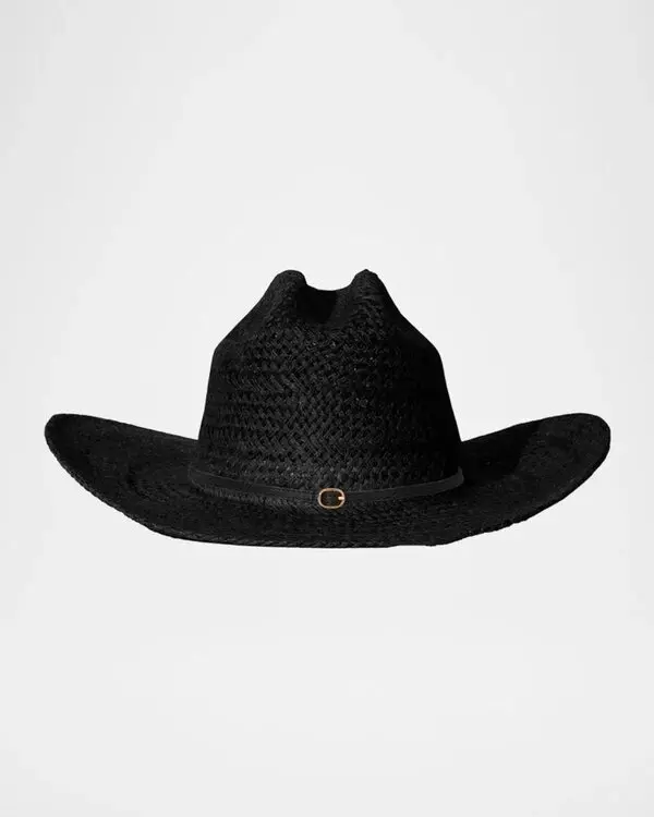 Janessa Leoné Aiden Straw Cowboy Hat - Black