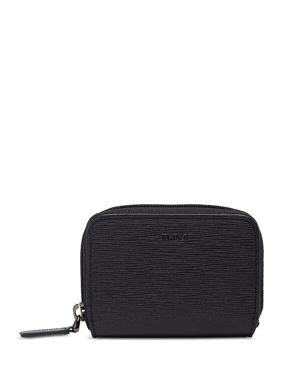 Tumi Nassau Slg Leather Embossed Zip Card Case - Black