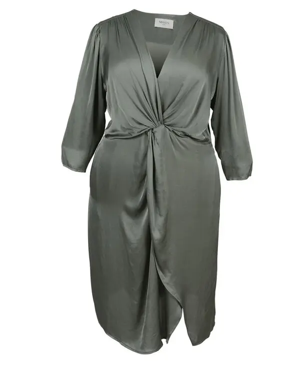 MAYES NYC Elvie Knot Waist Dress - Olive Green