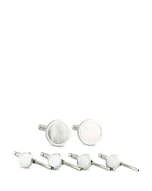 David Donahue Mother-of-pearl Shirt Stud & Cufflink Set - Silver
