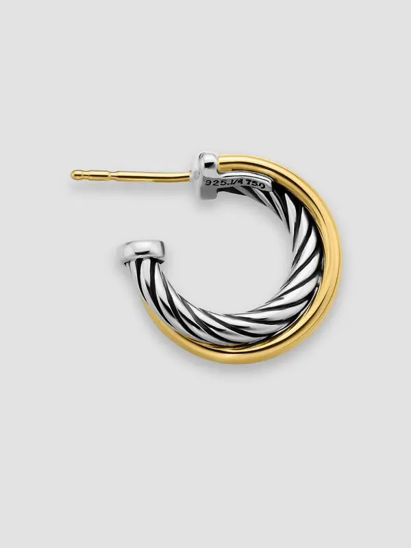 David Yurman Crossover Hoop Earrings In Sterling With 18k Yellow Gold, 17mm