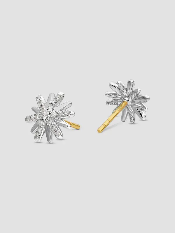 David Yurman Petite Starburst Stud Earrings In With Diamonds, 10mm