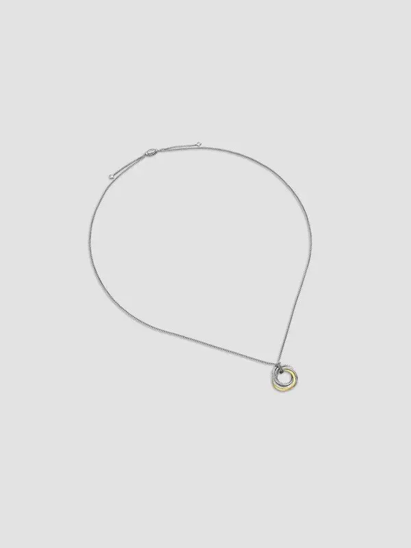 David Yurman Crossover Pendant Necklace In Sterling With 14k Yellow Gold, 28mm