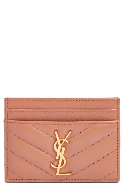 Saint Laurent Cassandra Matelassé Leather Card Case - Barely Pink