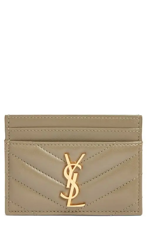 Saint Laurent Cassandra Matelassé Leather Card Case - Strong Moss