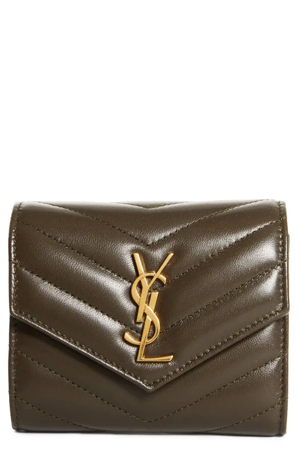 Saint Laurent Monogram Matelassé Leather Trifold Wallet