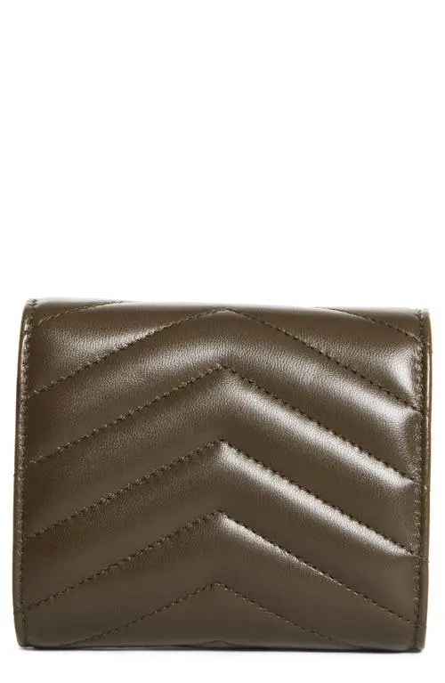 Saint Laurent Monogram Matelassé Leather Trifold Wallet - Light Musk