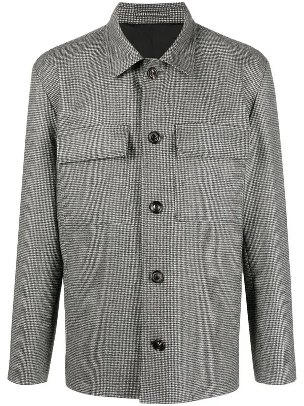 LARDINI Micro Houndstooth-pattern Shirt Jacket