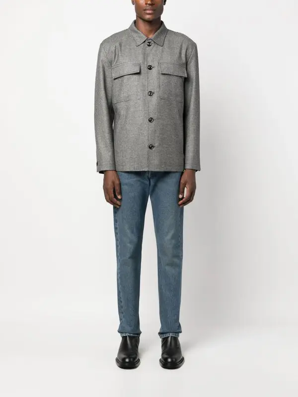 LARDINI Micro Houndstooth-pattern Shirt Jacket