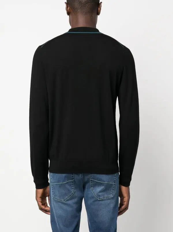 Paul Smith Logo-embroidered Merino Polo Shirt - Black
