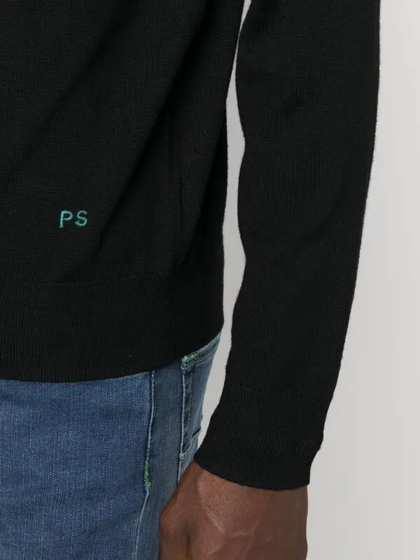 Paul Smith Logo-embroidered Merino Polo Shirt - Black