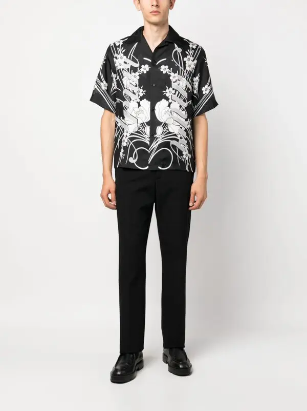Amiri Floral-print Silk Shirt - Black