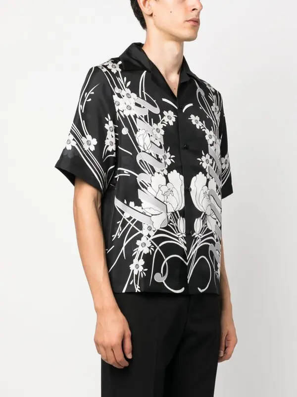 Amiri Floral-print Silk Shirt - Black