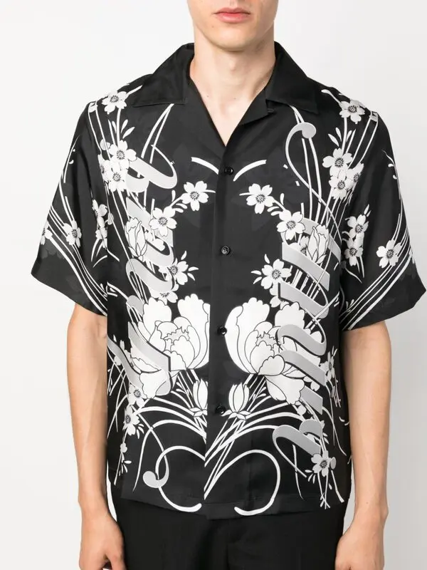 Amiri Floral-print Silk Shirt - Black