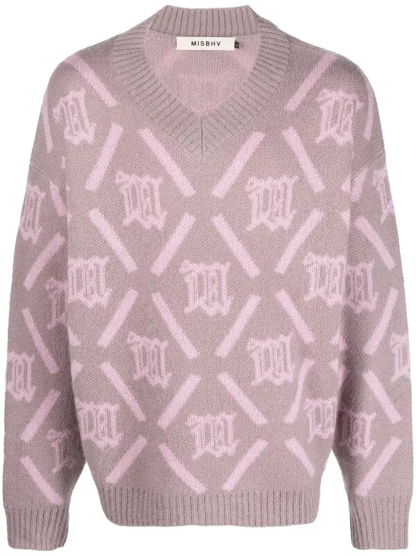 MISBHV Intarsia-knit Logo Jumper - Pink