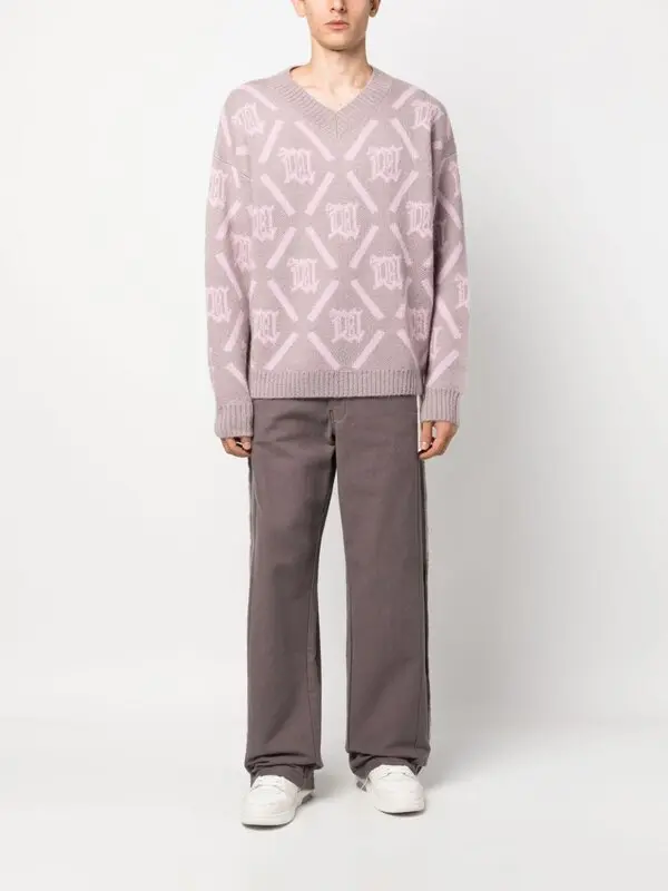 MISBHV Intarsia-knit Logo Jumper - Pink