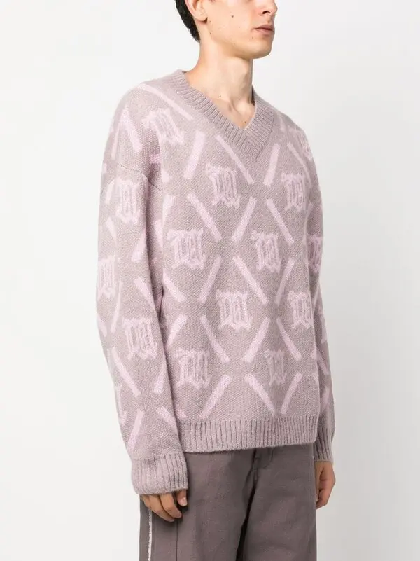 MISBHV Intarsia-knit Logo Jumper - Pink