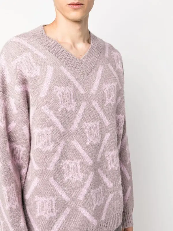 MISBHV Intarsia-knit Logo Jumper - Pink