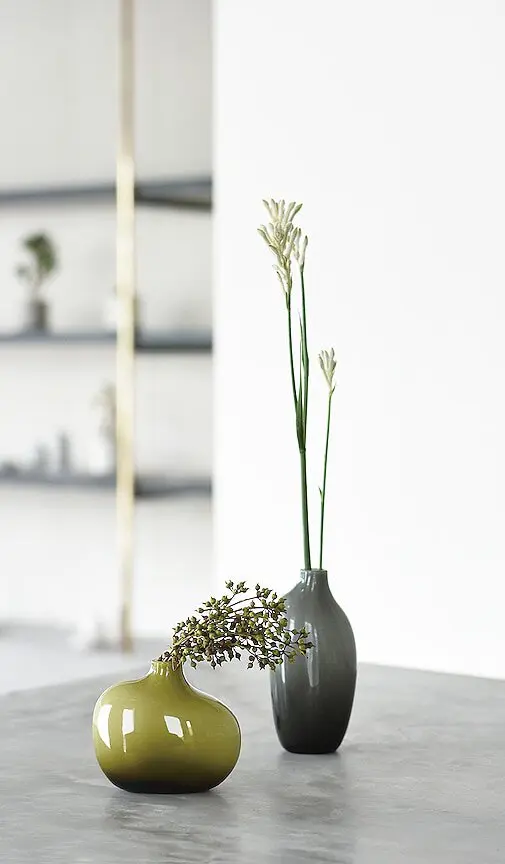 KINTO Sacco Vase Glass 01 In Olive