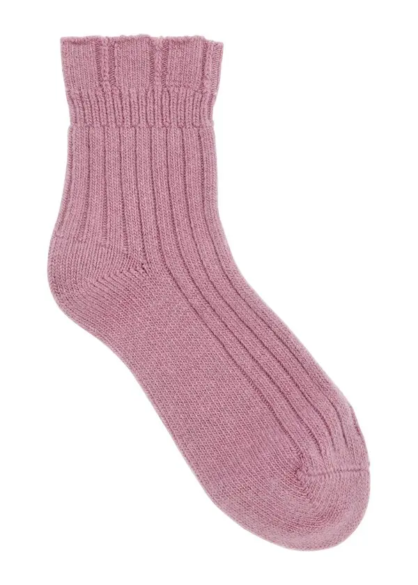 Falke Bedsock Rib Wool-blend Socks - Rose