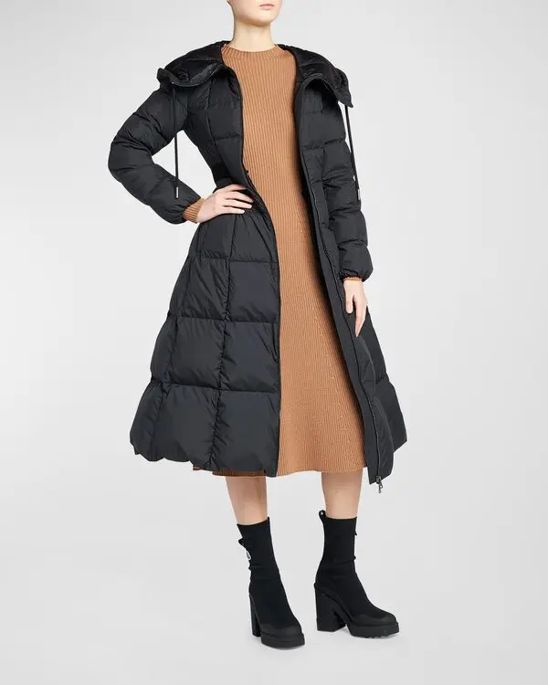 Moncler Faucon Quilted Long Puffer Coat - Black | Editorialist