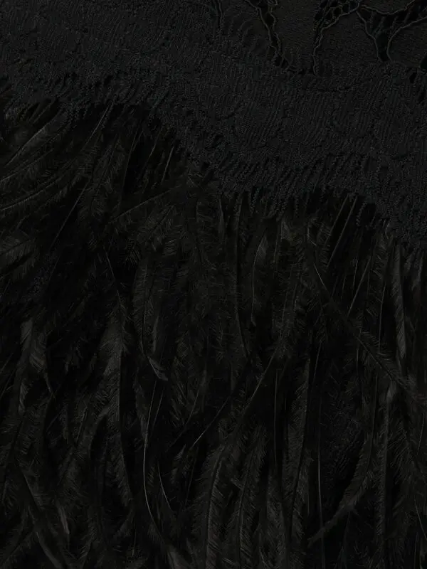 Shani Feather-trim Lace Sheath Dress