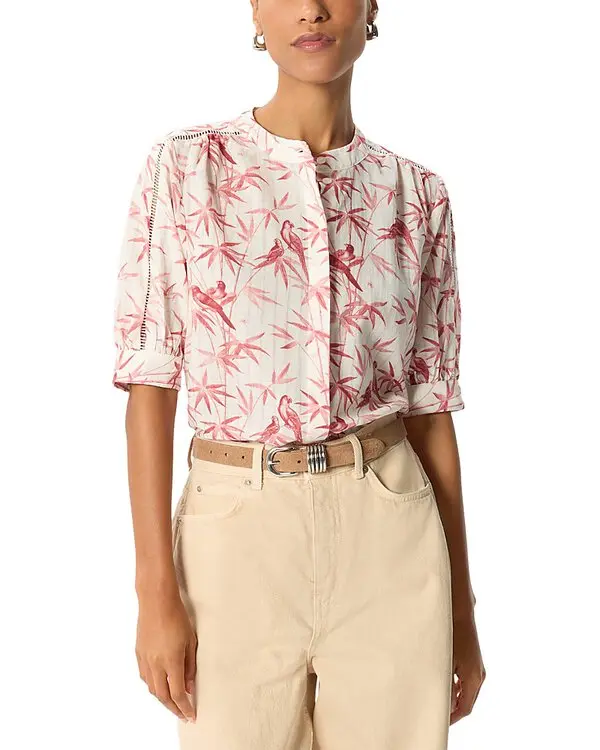 Whistles Tropical Bird Textured Shirt - Pink Multi