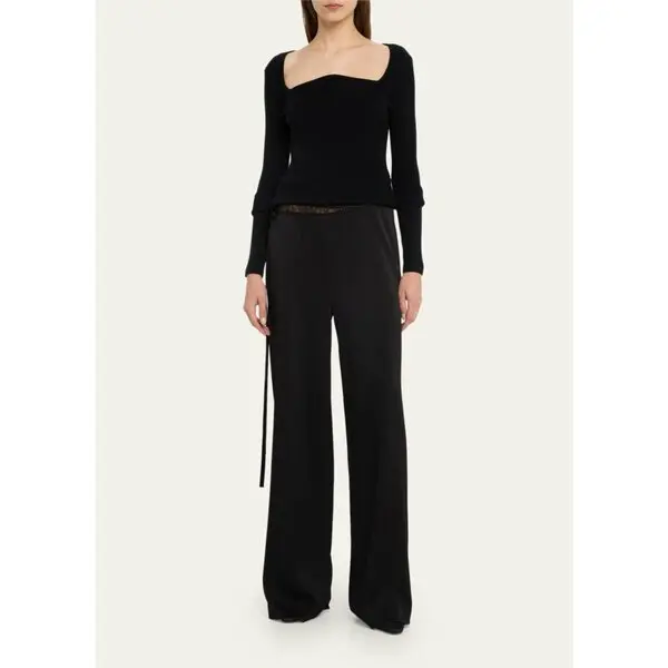 JASON WU Straight-leg Lace-trim Pants - Black/black