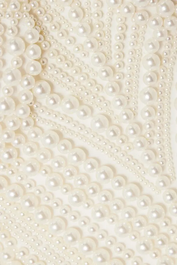 Retrofete Deema Strapless Faux Pearl-embellished Crepe Mini Dress